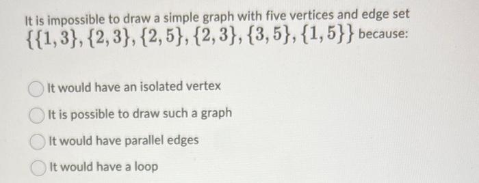 Solved It is impossible to draw a simple graph with five | Chegg.com