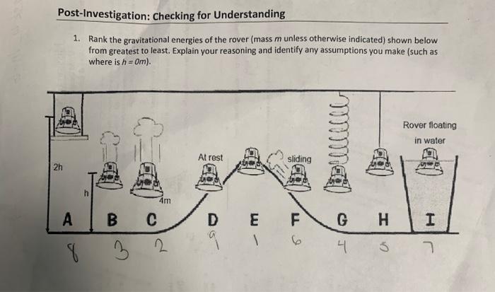 Solved 1. Rank the gravitational energies of the rover (mass | Chegg.com