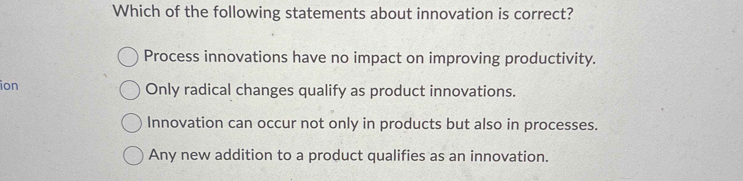 Solved Which of the following statements about innovation is | Chegg.com