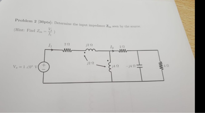 Solved Problem 2 (30pts): Determine the input impedance Zin | Chegg.com