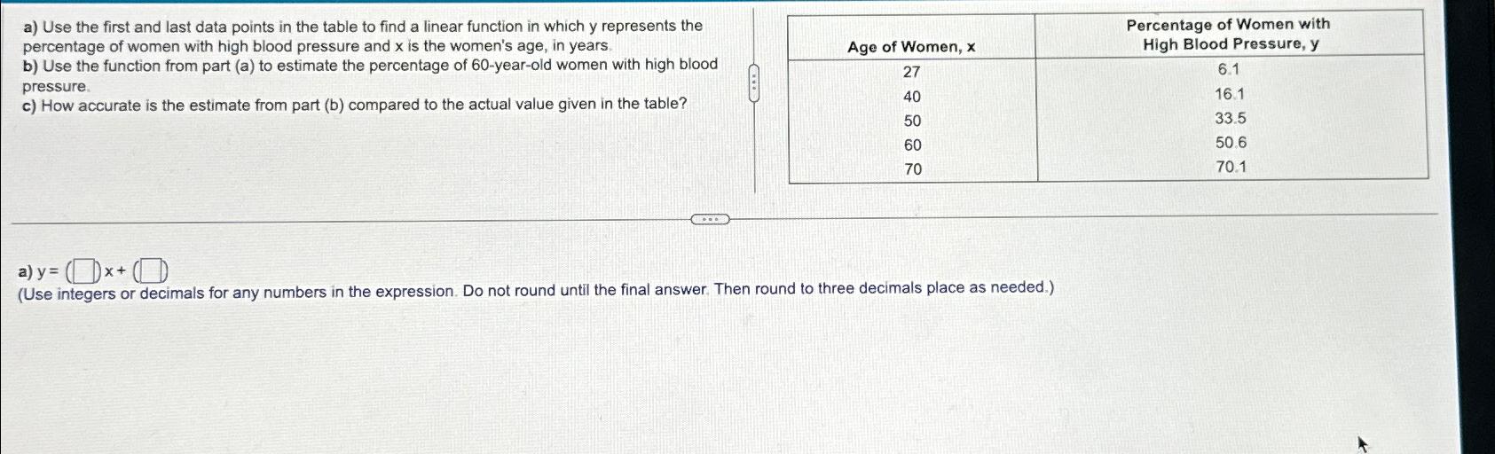 Solved a) ﻿Use the first and last data points in the table | Chegg.com
