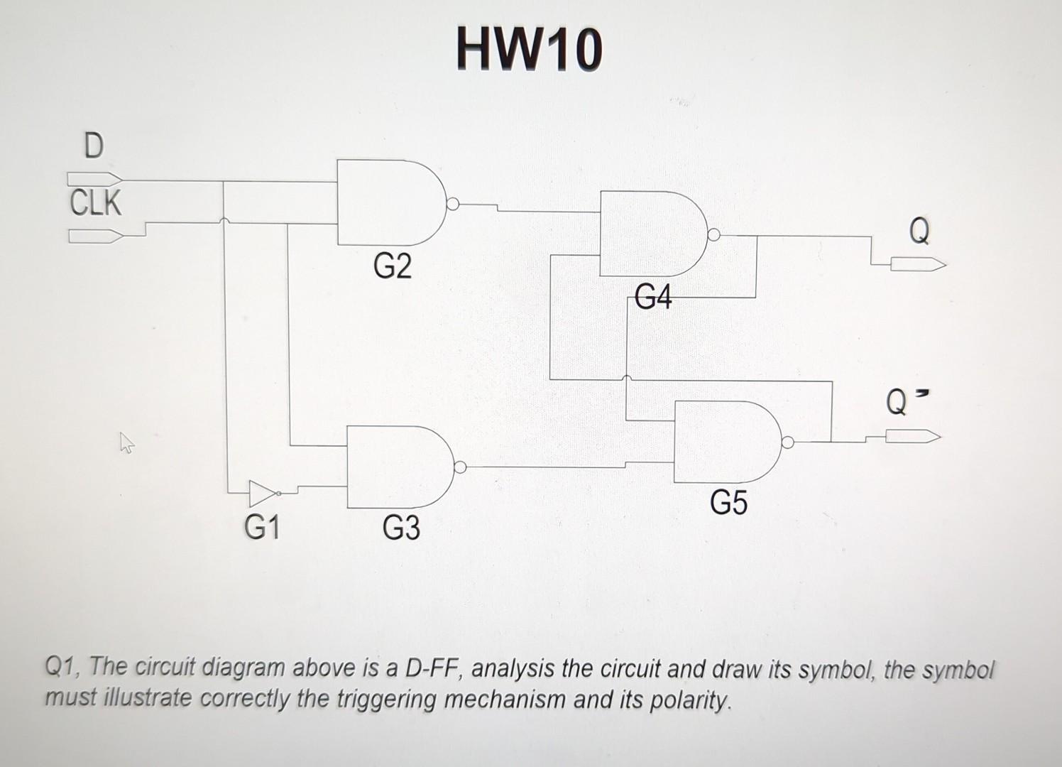 Solved HW10 Q1, The circuit diagram above is a D-FF, | Chegg.com