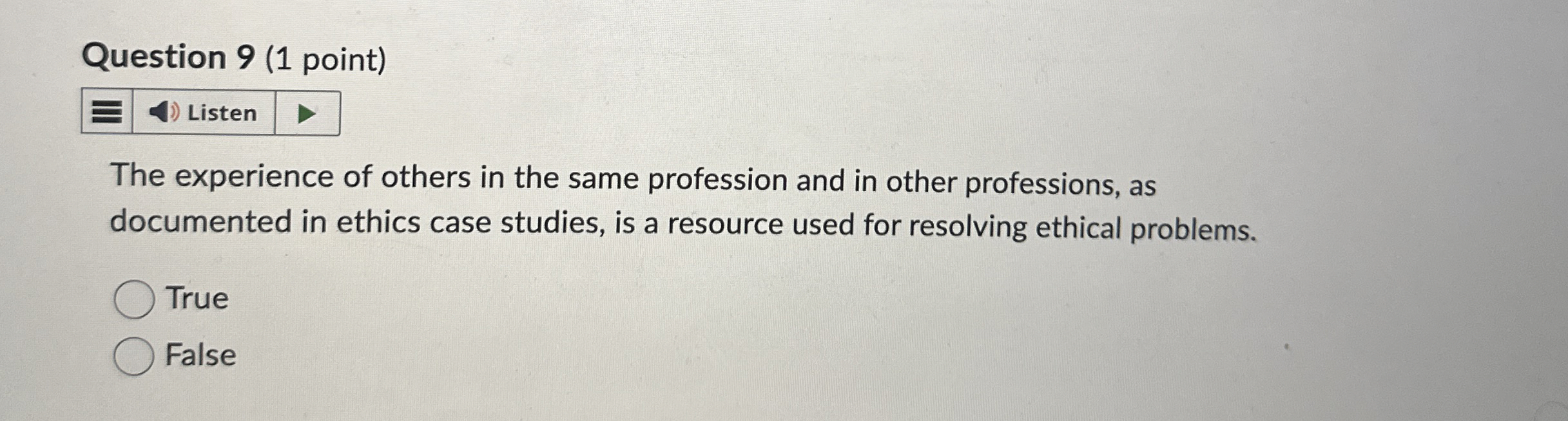 Solved Question 9 (1 ﻿point)ListenThe experience of others | Chegg.com