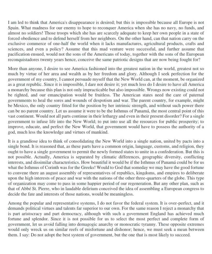 Solved Simón Bolívar, "The Jamaica Letter" Simón Bolívar | Chegg.com