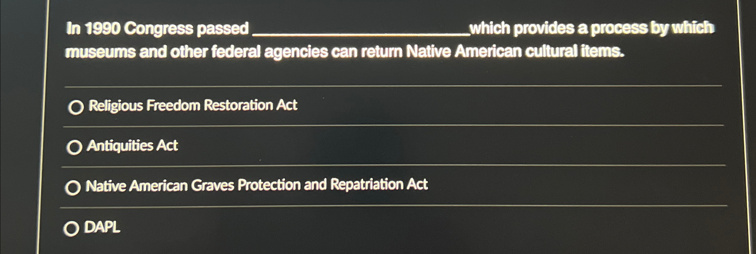 Solved In 1990 ﻿Congress passed q, ﻿which provides a process | Chegg.com