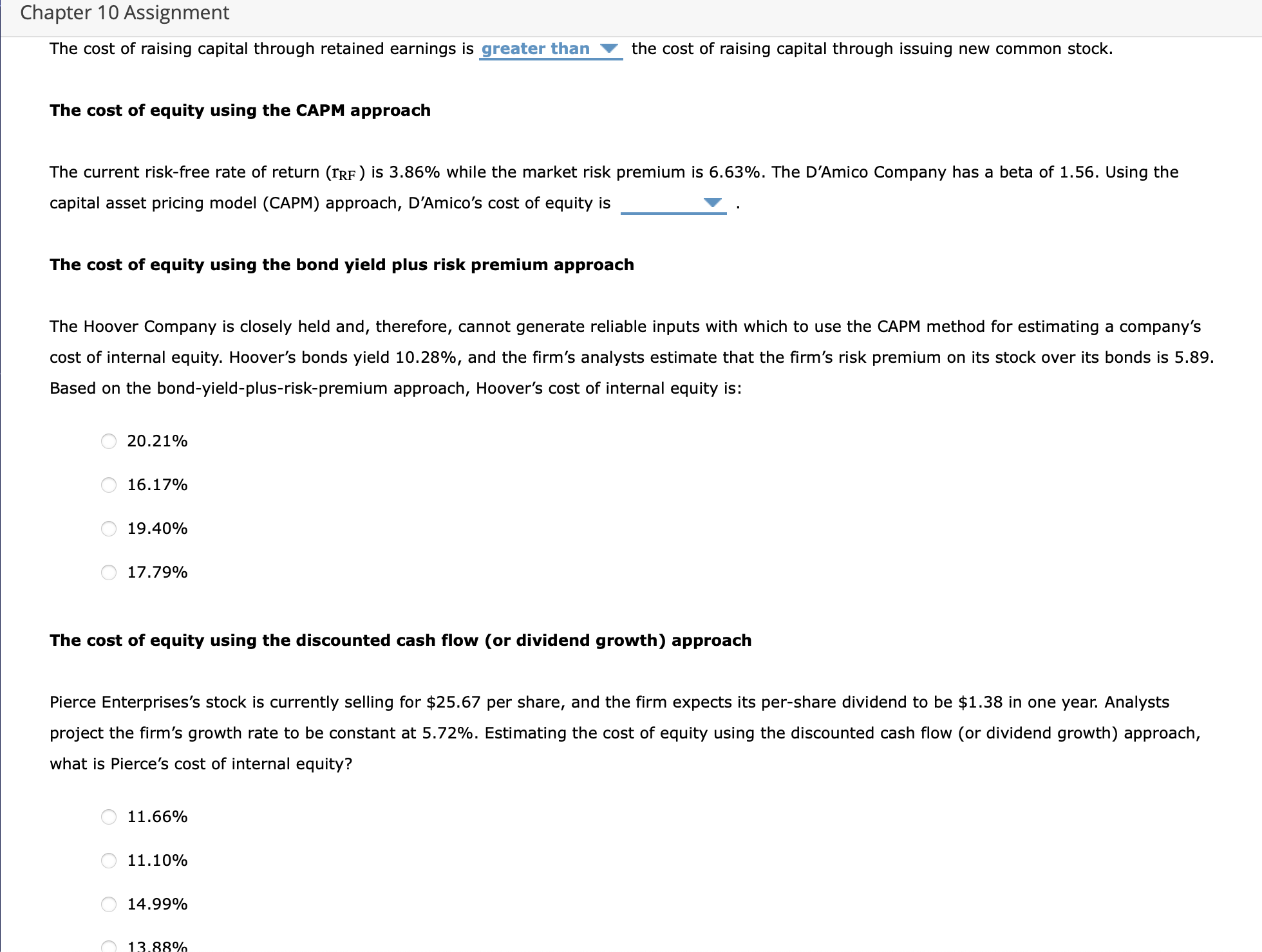 Solved The cost of raising capital through retained earnings | Chegg.com