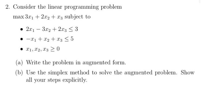 2. Consider the linear programming problem | Chegg.com