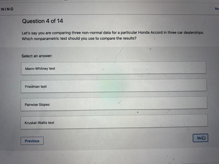 Solved Let's say you are comparing three non-normal data for | Chegg.com