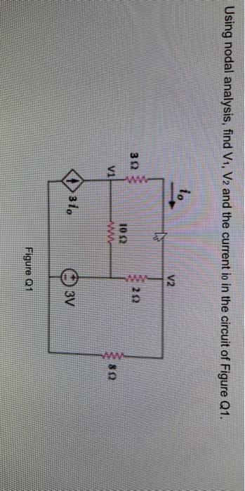 Solved Using nodal analysis, find V1, V2 and the current io | Chegg.com