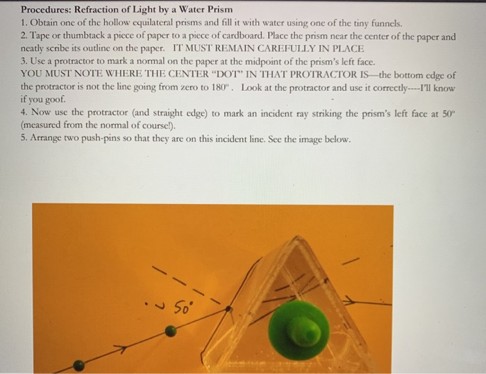 Solved Procedures: Refraction of Light by a Water Prism 1. | Chegg.com