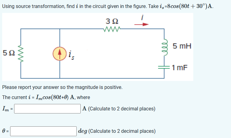 Solved Using source transformation, find i ﻿in the circuit | Chegg.com