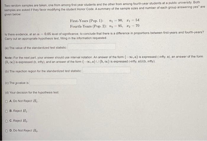 Solved Two random samples are taken, one from among | Chegg.com