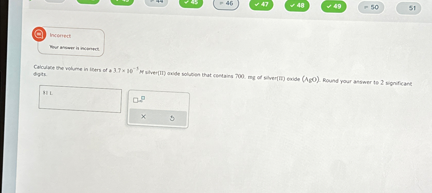 Solved IncorrectYour answer is incorrect.Calculate the | Chegg.com