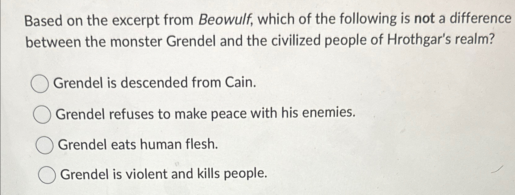 Solved Based on the excerpt from Beowulf, which of the | Chegg.com