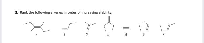 Solved 3. Rank the following alkenes in order of increasing | Chegg.com