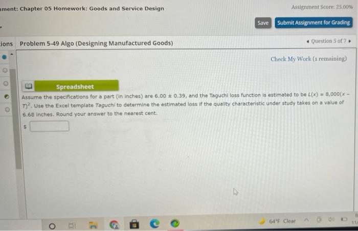 Solved ment: Chapter 05 Homework: Goods and Service Design | Chegg.com