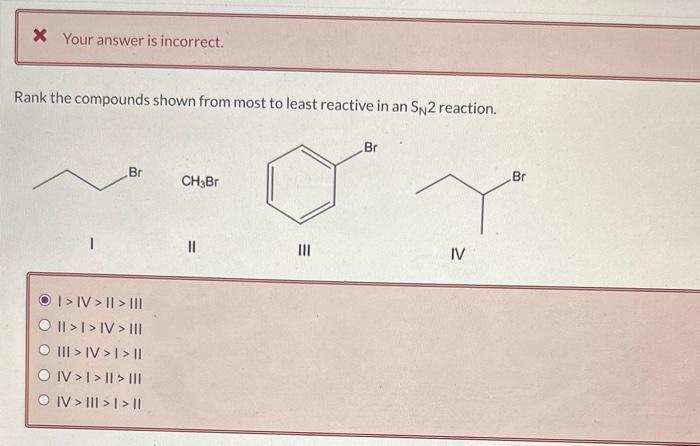 Solved Rank the compounds shown from most to least reactive | Chegg.com
