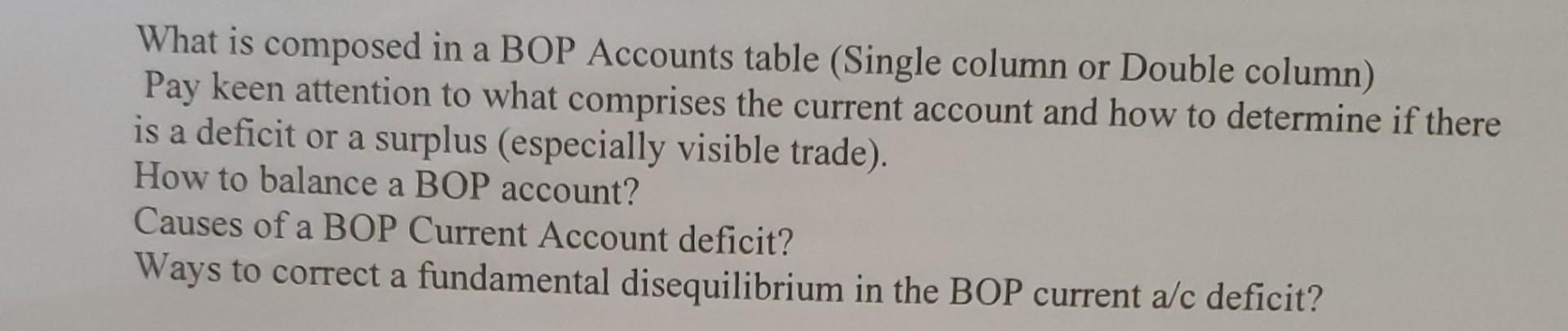 Solved What is composed in a BOP Accounts table (Single | Chegg.com