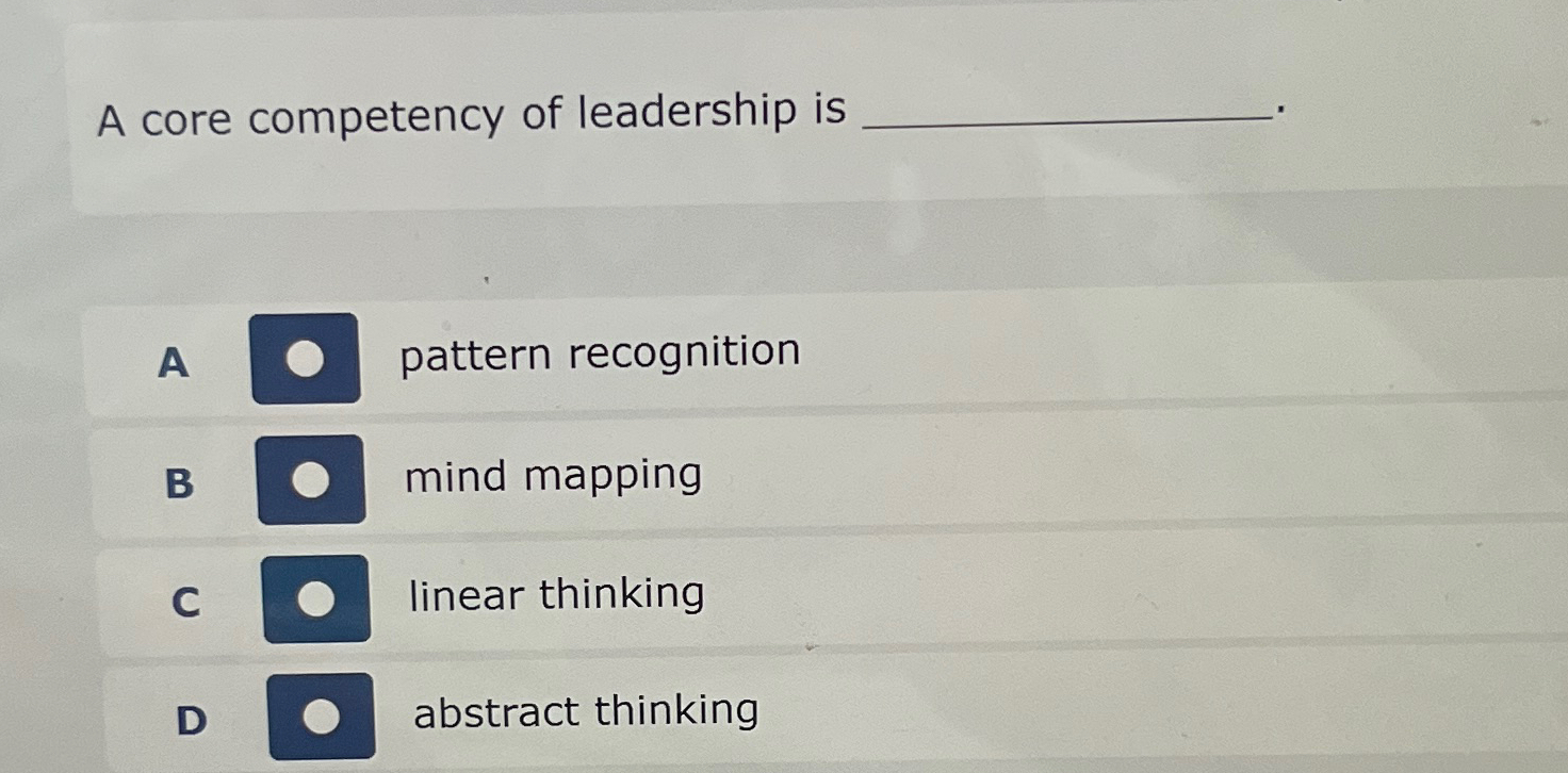 Solved A core competency of leadership isA ﻿pattern | Chegg.com