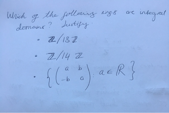 Solved are integral Which of the following rings domains? | Chegg.com