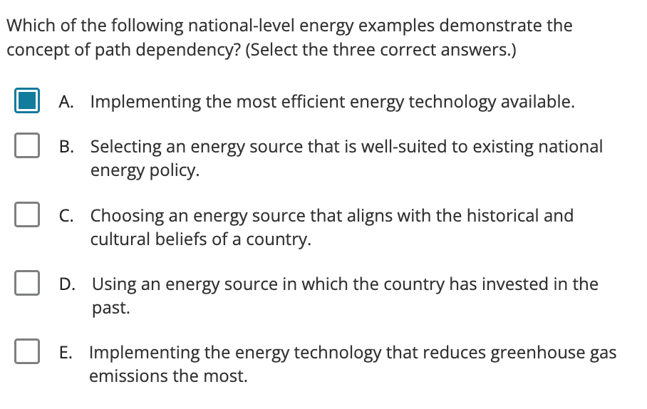 Solved Which of the following national-level energy examples | Chegg.com