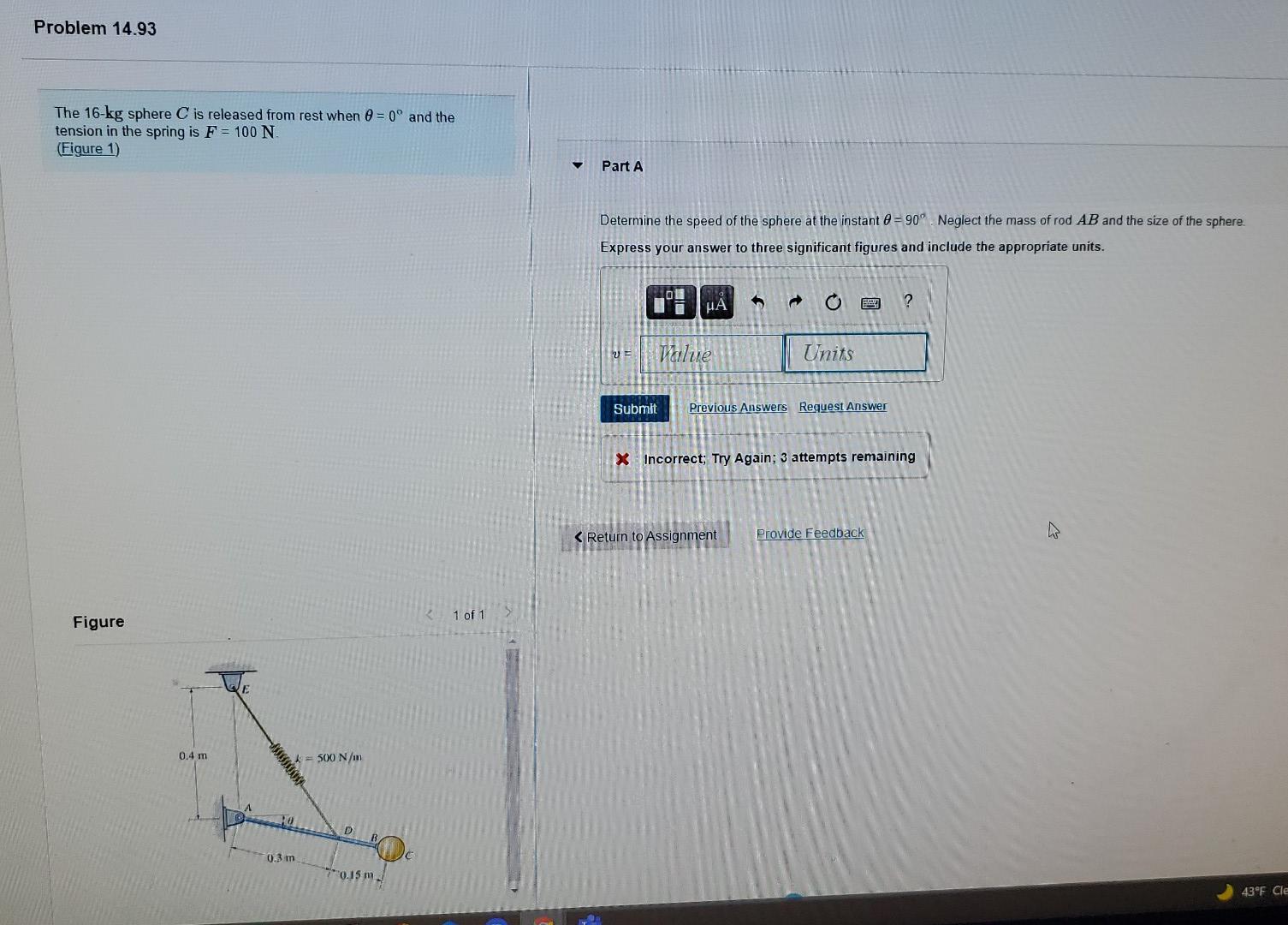 Solved Problem 14.93 The 16-kg sphere C is released from | Chegg.com