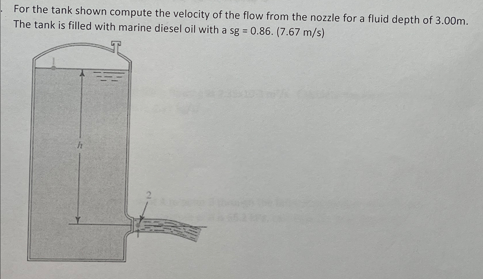 Solved For the tank shown compute the velocity of the flow | Chegg.com