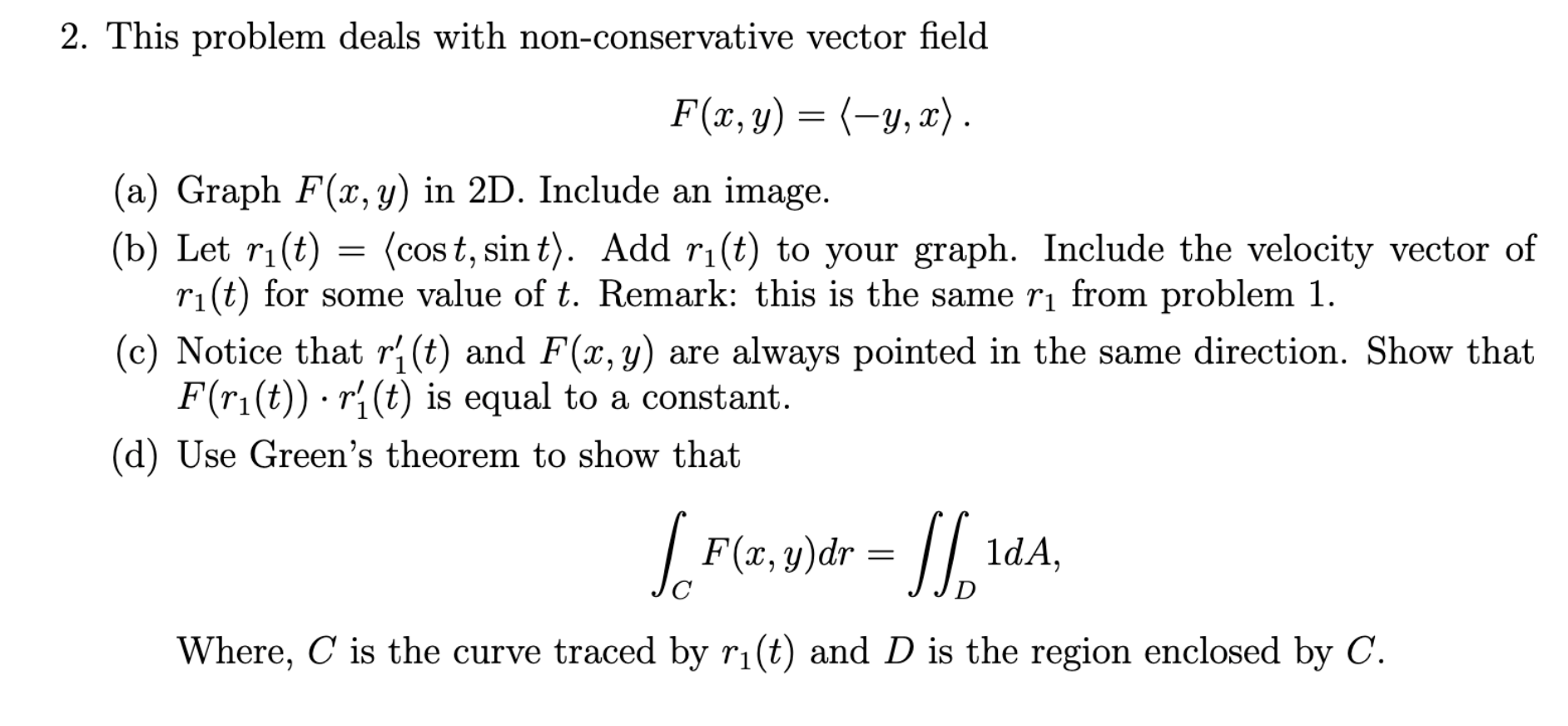 Solved This problem deals with non-conservative vector | Chegg.com