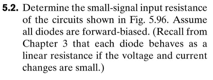 Solved 5.2. Determine the small-signal input resistance of | Chegg.com