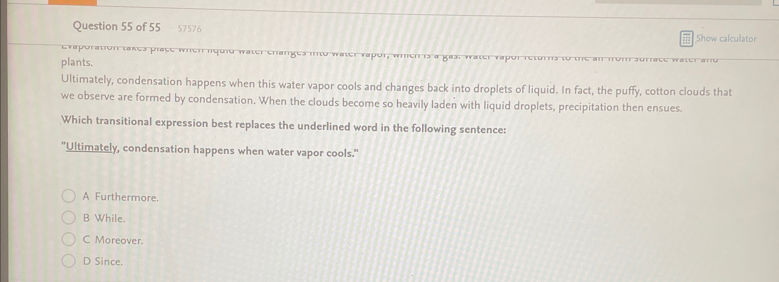 Solved Question 55 ﻿of 5557576Show | Chegg.com