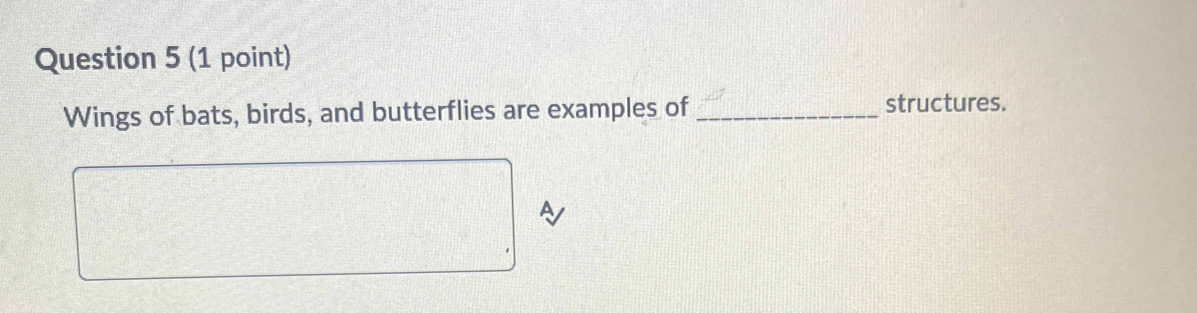 Solved Question 5 (1 ﻿point)Wings of bats, birds, and | Chegg.com