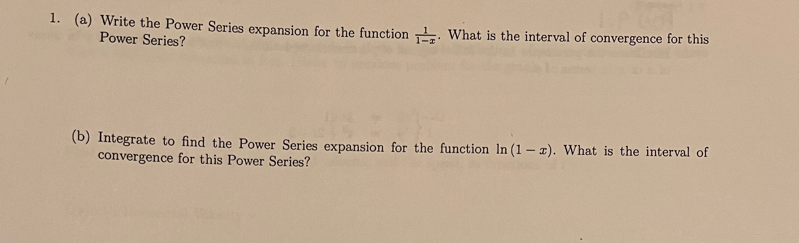 Solved (a) ﻿Write the Power Series expansion for the | Chegg.com