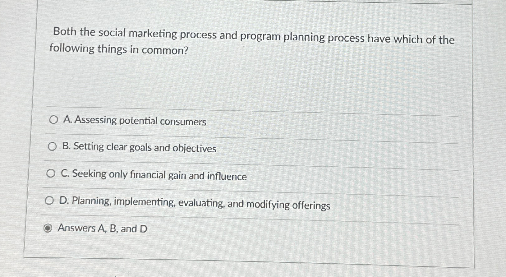 Solved Both the social marketing process and program | Chegg.com Solved Both the social marketing process and program | Chegg.com