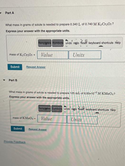 Solved Part A What mass in grams of solute is needed to | Chegg.com