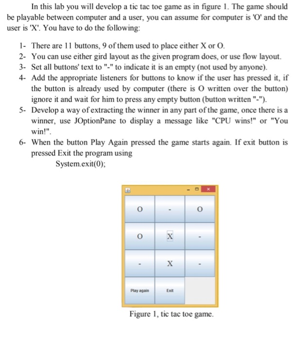 Solved In this lab you will develop a tic tac toe game as in | Chegg.com