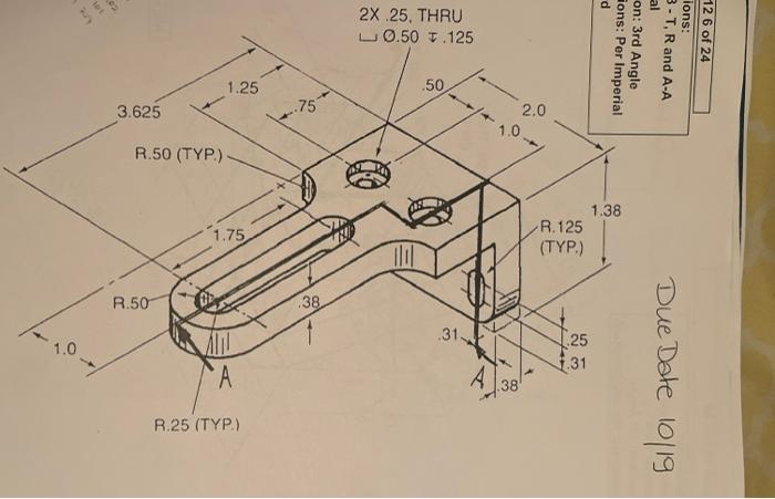 Solved Draw the right side view. This is 3rd Angle | Chegg.com