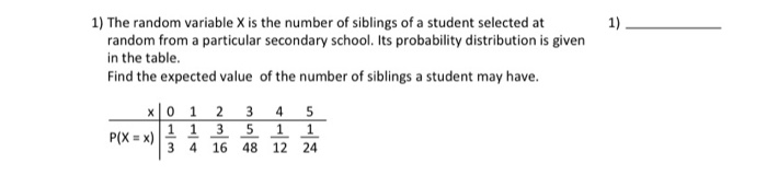 Solved The Random Variable X Is The Number Of Siblings Of A 8240
