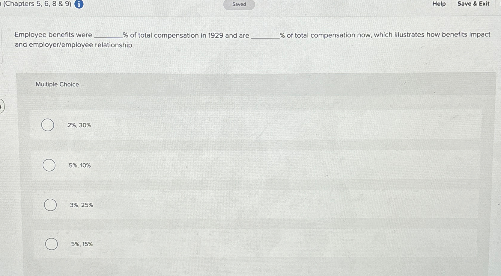 Solved (Chapters 5, 6, 8 ﻿& 9) (i)SavedHelpSave & | Chegg.com