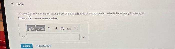 Solved The secongly minimum in the diffraction pattern of a | Chegg.com