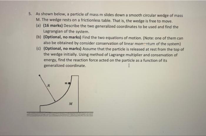 Solved 5. As shown below, a particle of mass m slides down a | Chegg.com