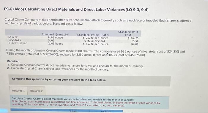 Solved E9-6 (Algo) Calculating Direct Materials and Direct | Chegg.com