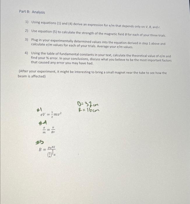 Solved Part B: Analysis 1) Using equations (1) and (4) | Chegg.com