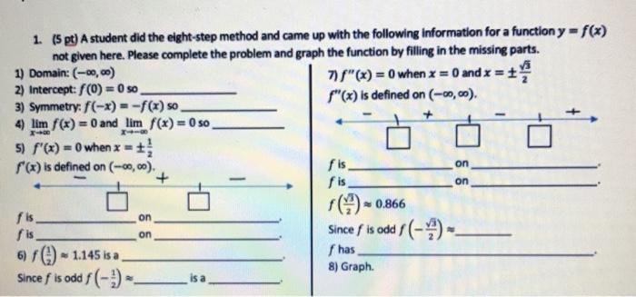 Solved 1. 15 pt) A student did the eight-step method and | Chegg.com