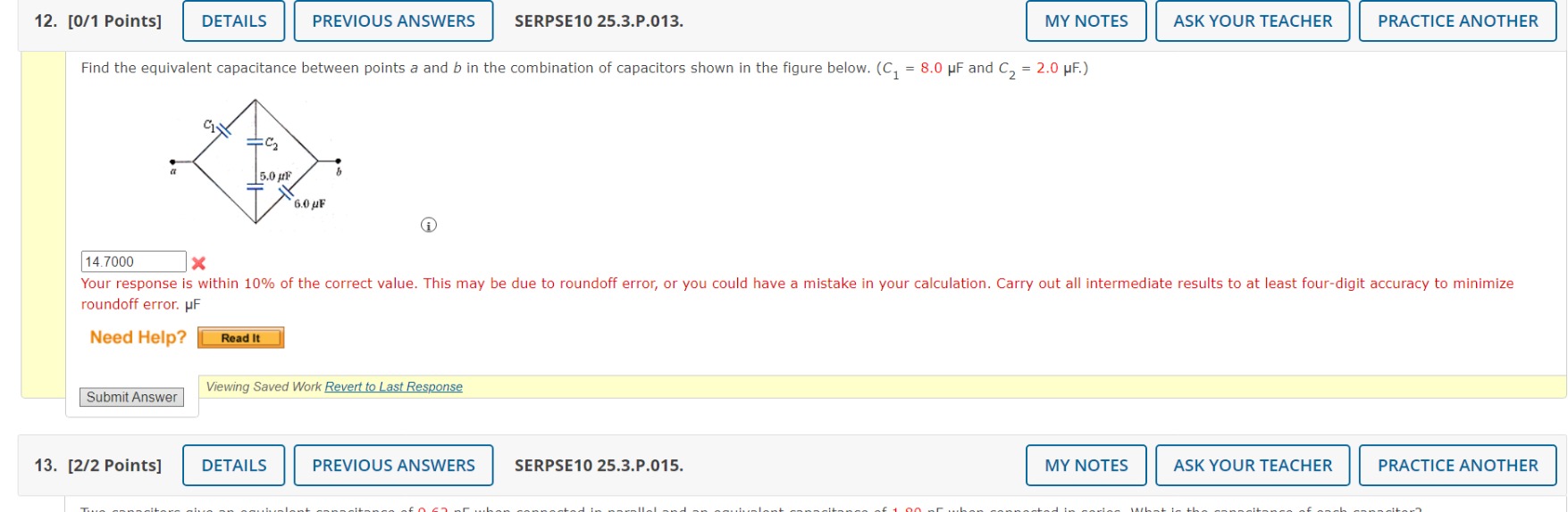 Solved [0/1 ﻿Points]SERPSE10 25.3.P.013.Find the equivalent | Chegg.com