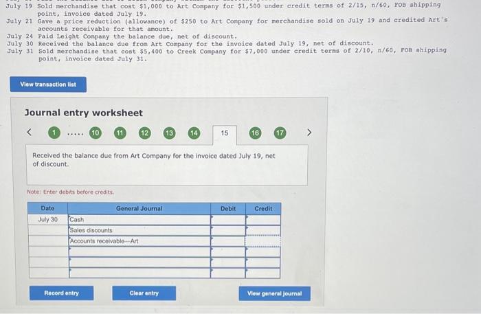 Solved Sold merchandise that cost $1,000 to Art Coapany for | Chegg.com