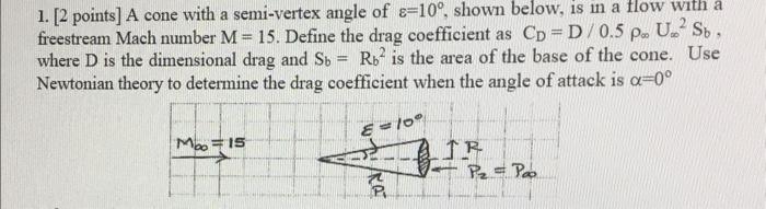 Solved a 1. [2 points] A cone with a semi-vertex angle of | Chegg.com