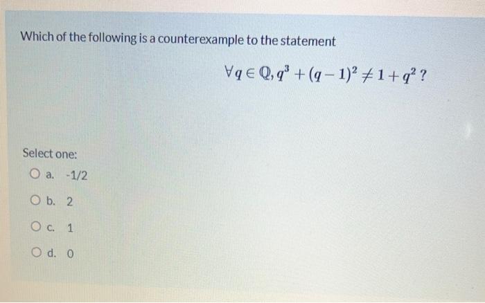 Solved Which of the following is a counterexample to the | Chegg.com
