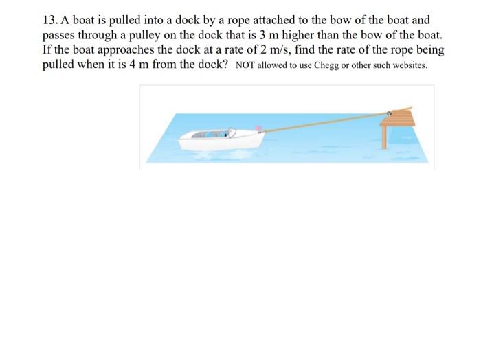 Solved 13. A boat is pulled into a dock by a rope attached | Chegg.com
