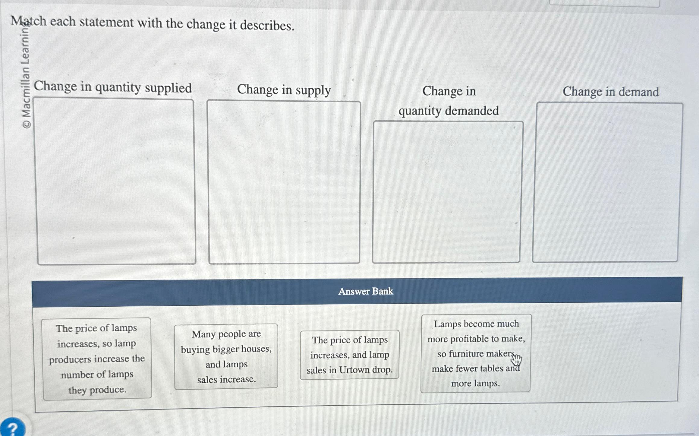 Solved Match each statement with the change it | Chegg.com