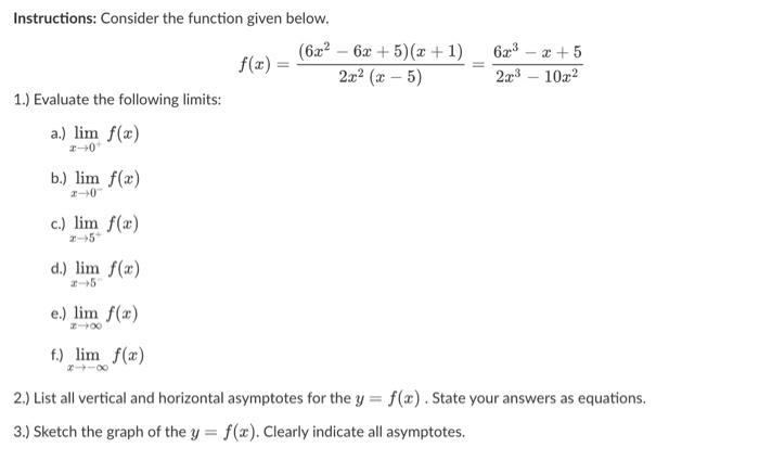 Solved Instructions: Consider the function given below. | Chegg.com